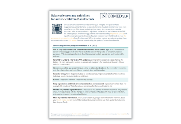 Still talking screen time: Autism edition
